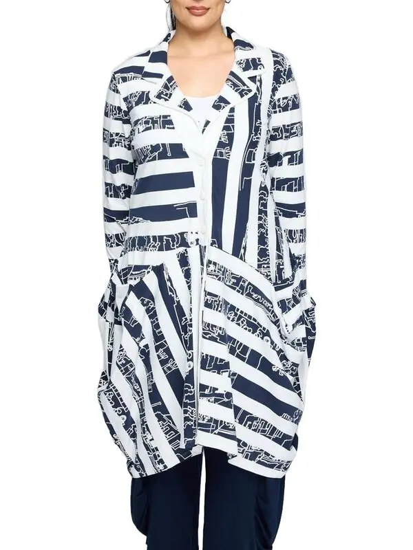 LUUKAA Vespera Striped Voluminous Jacket - Navy