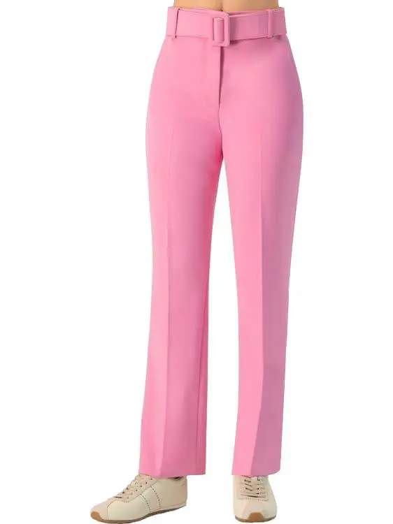 IVONNE Tailored Straight-leg Pants With Belt - Pink
