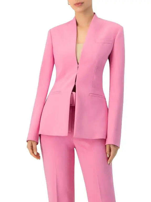IVONNE Collarless Straight Blazer - Pink