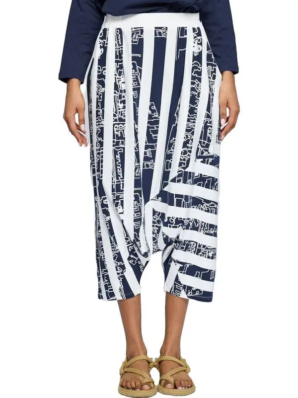 LUUKAA Striped Jersey Harem Pants - Navy