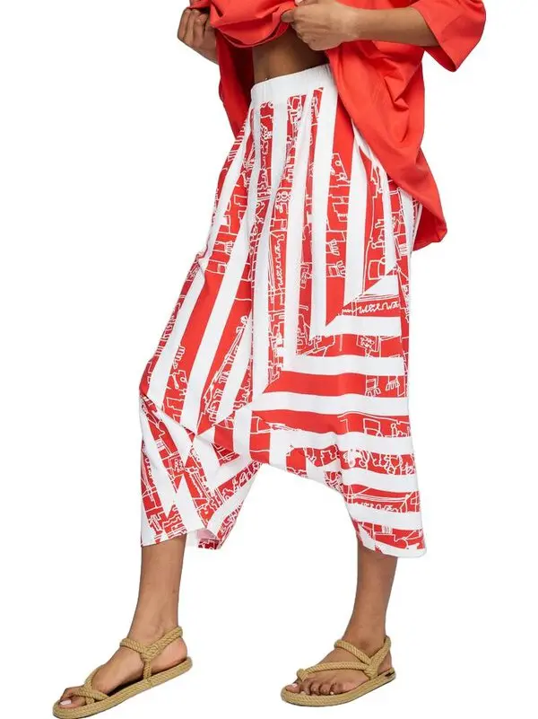 LUUKAA Striped Jersey Harem Pants - Vermillion