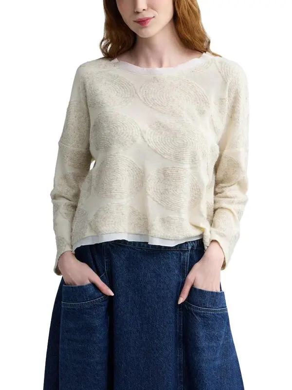LUUKAA Riley Textured Hemp & Cotton Jacquard Blouse - Nature