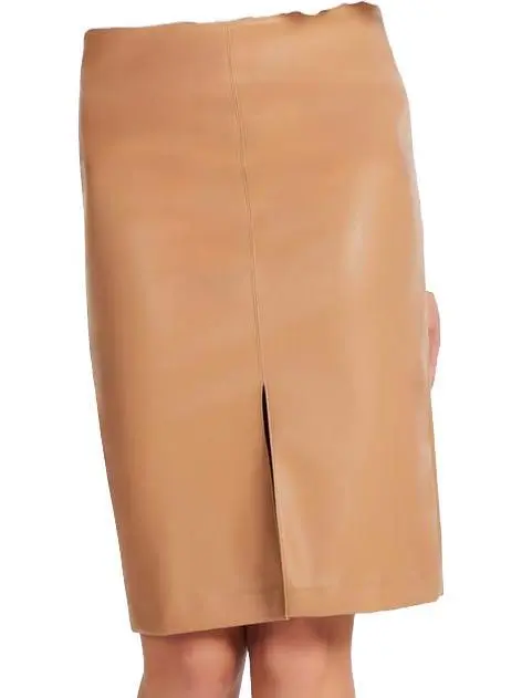 BISHOP + YOUNG Briana Faux Leather Midi Skirt - Caramel