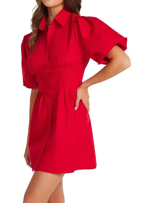 BISHOP + YOUNG Jacqueline Bubble Sleeve Mini Dress - Cherry