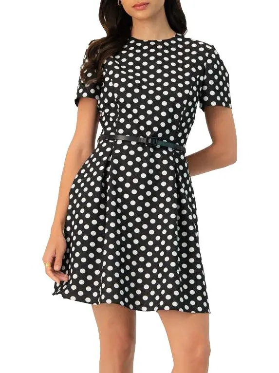 IVONNE Polka Dot A-line Dress - Black