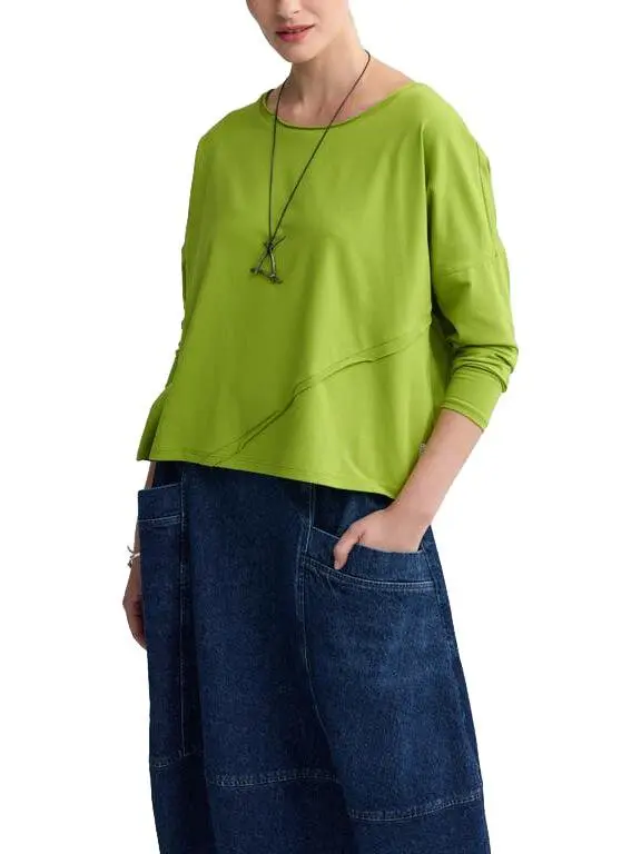 LUUKAA Cerys Asymmetric Jersey Blouse - Lime