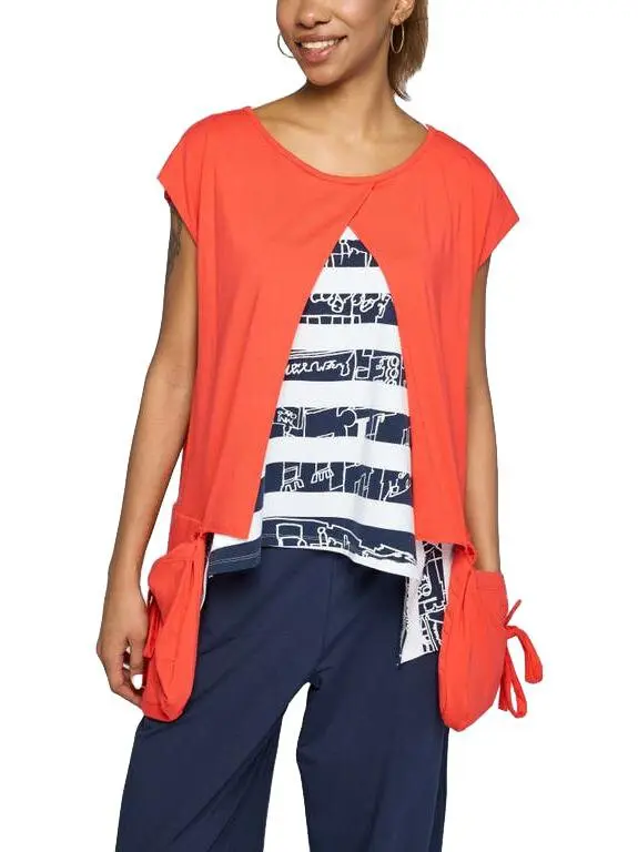 LUUKAA Elodie Boxy Jersey Blouse - Vermillion