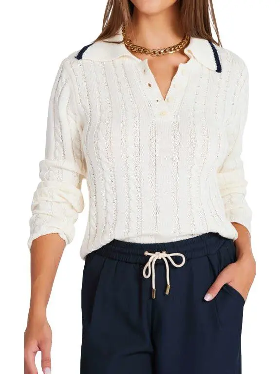 BISHOP + YOUNG Jackie Polo Long Sleeve Sweater - Ivory