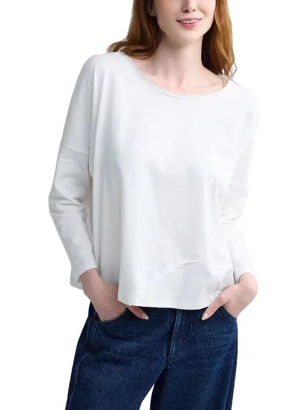 LUUKAA Cerys Asymmetric Jersey Blouse - Ecru
