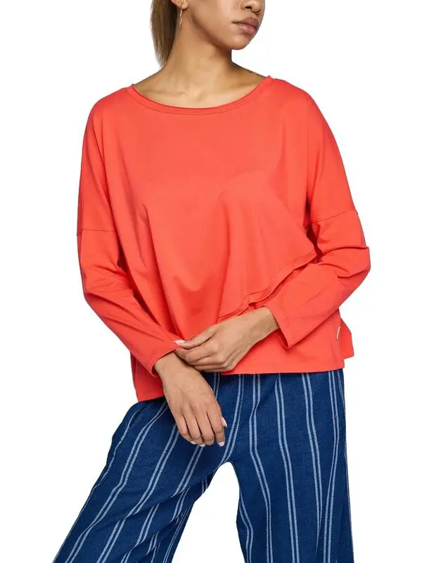 LUUKAA Cerys Asymmetric Jersey Blouse - Vermillion