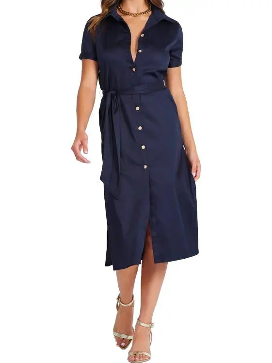 BISHOP + YOUNG Lauren Button Front Shirt Dress - Indigo