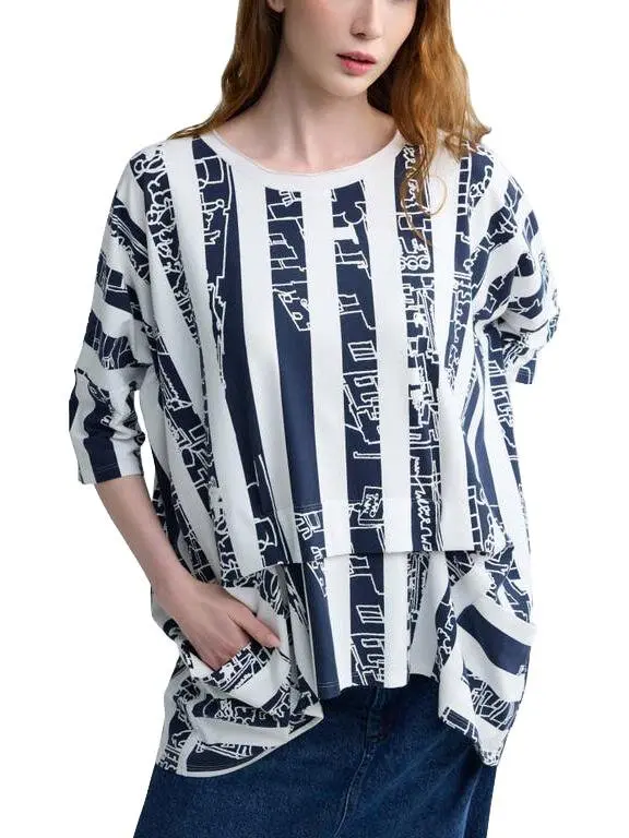 LUUKAA Emryn Striped Jersey Tunic - Navy