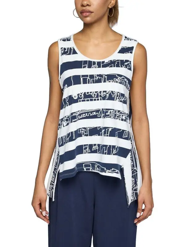 LUUKAA Striped High-low Top - Navy