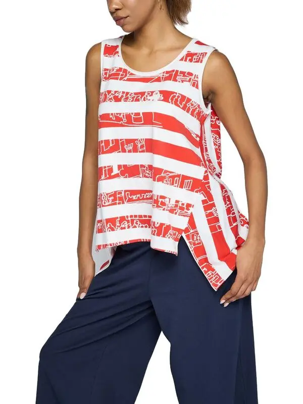 LUUKAA Striped High-low Top - Vermillion