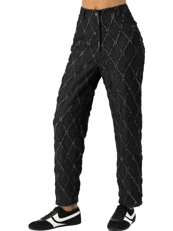 IVONNE Straight-leg Geometric Nonstretch Denim - Black