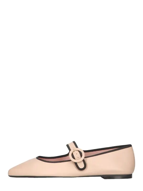 Pretty Ballerinas Square-toe Leather Ballerinas - Beige