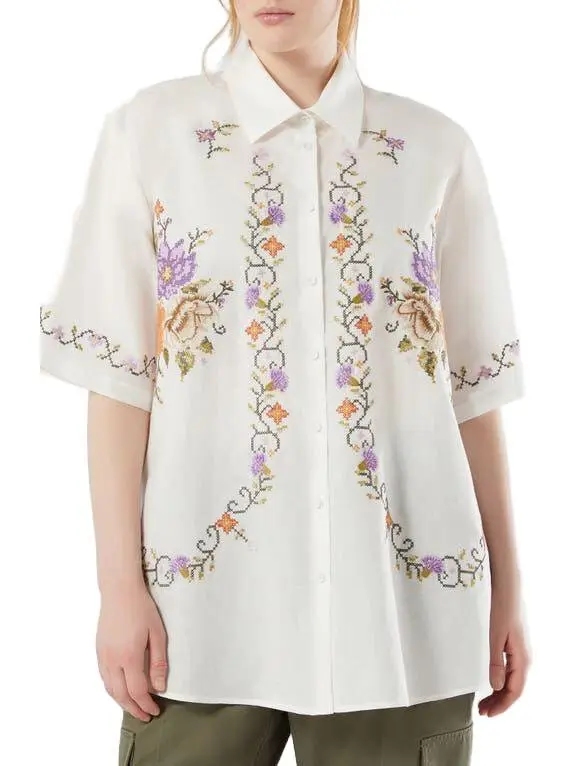 Marina Rinaldi Emblema Woven Shirt - Ivory
