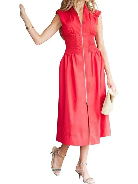 BISHOP + YOUNG Skye Zip Front Dress - Cherry