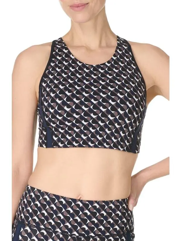 Sweaty Betty Power Geo Print Side Stripe Sports Bra - Black Bauhaus Print