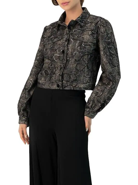 IVONNE Floral Denim Jacket - Black
