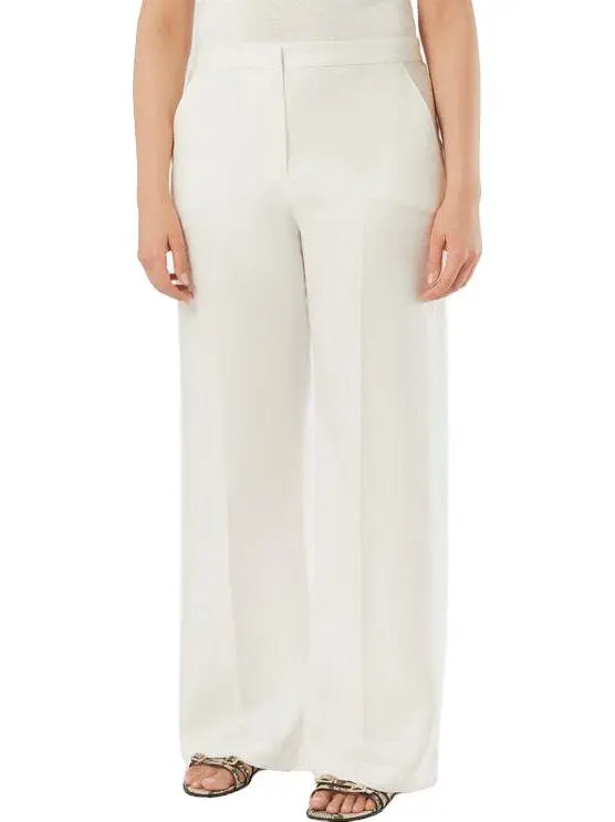 Marina Rinaldi Canapa Linen Wide Leg Pants - White