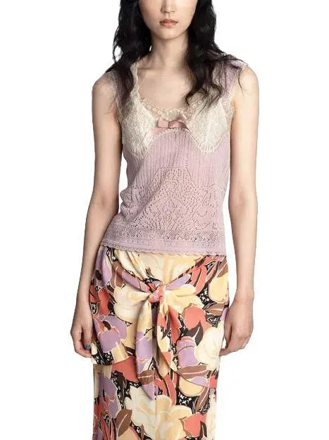 Anna Sui Lingerie Lace Knit Camisole - Blush