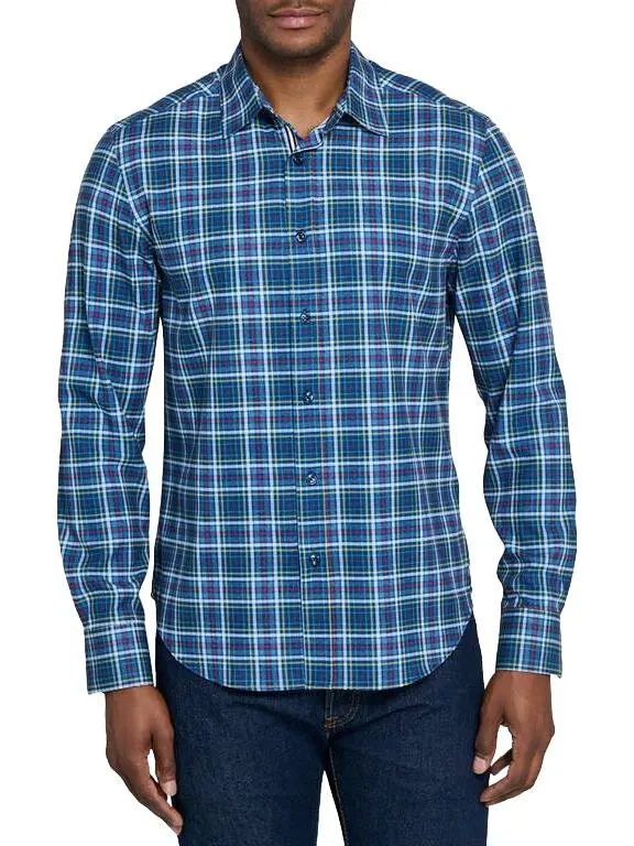 BROOKLYN BRIGADE Checked Print Woven Long Sleeve Basic - Navy