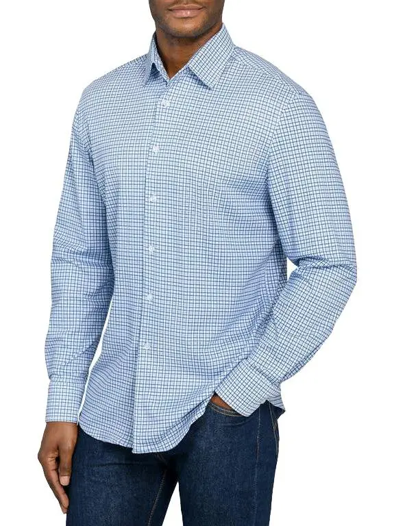 BROOKLYN BRIGADE Plaid Print Knit Long Sleeve Basic - White/blue