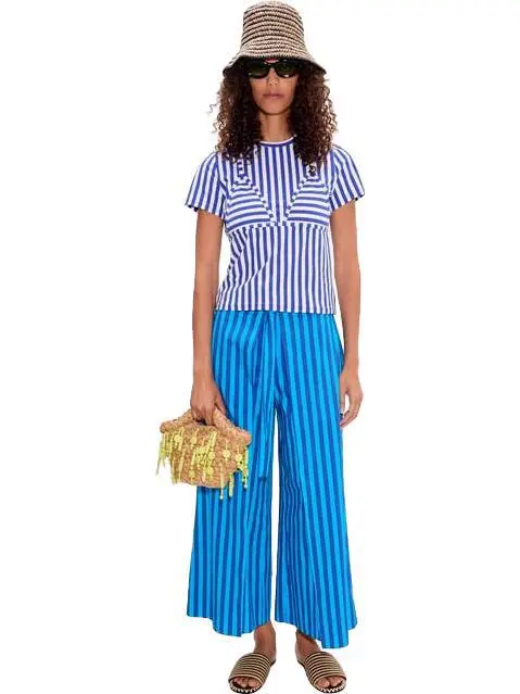 SIMONMILLER Lima Poplin Pant - Tonal Blue Stripe