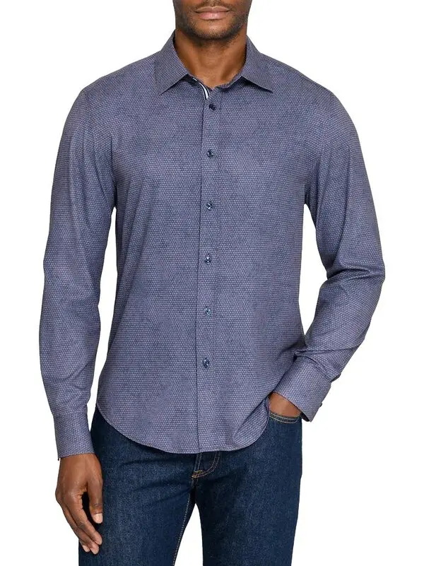 BROOKLYN BRIGADE Prism Print Woven Long Sleeve Basic - Brown/blue