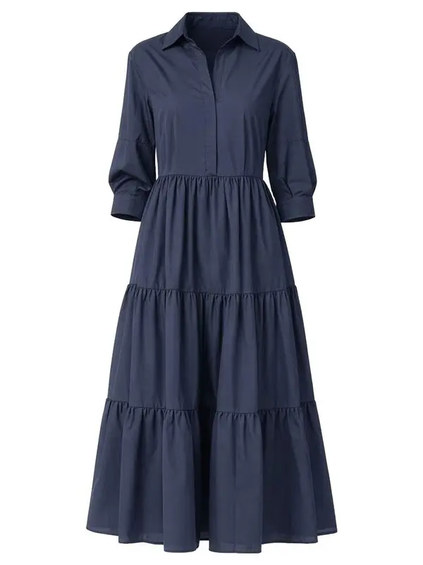 CALLAS MILANO Marseille Tiered Shirt Dress - Navy