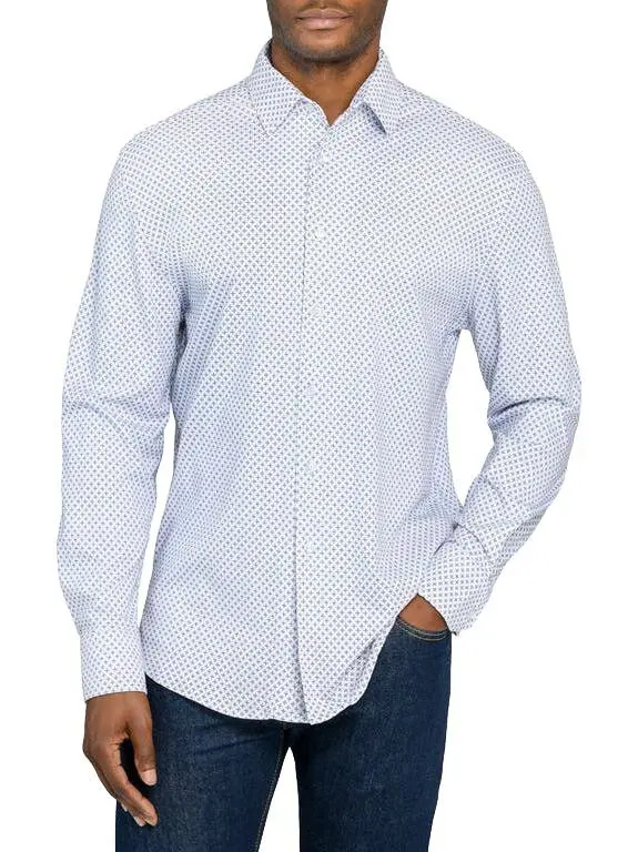BROOKLYN BRIGADE Diamond Print Knit Long Sleeve Basic - White/blue