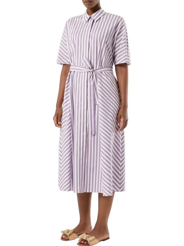 Marina Rinaldi Flirt Stripe Shirt Dress - Purple