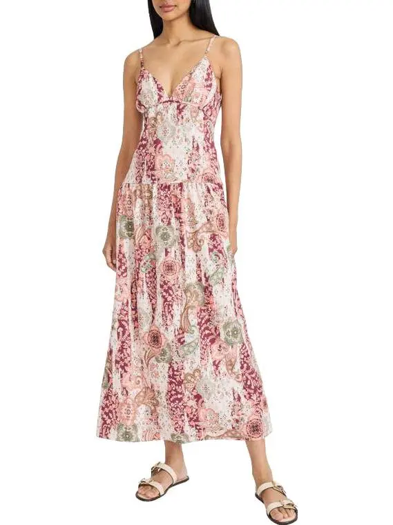 THE GOOD JOURNEY Paisley Print Maxi Dress - Beige/peach Fuzz