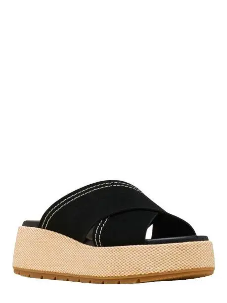 Sorel Sunpeak Platform Slide Sandal - Black/gum 2