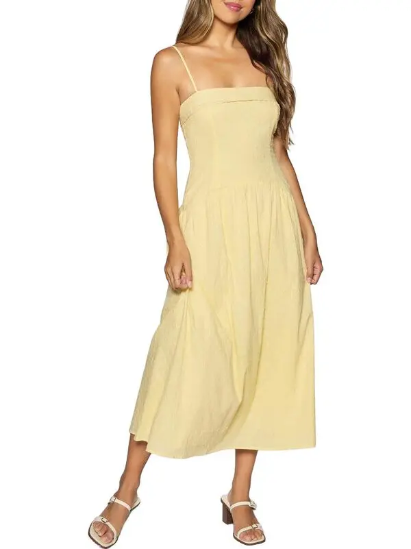 LOST + WANDER Cotton Midi Dress - Yellow