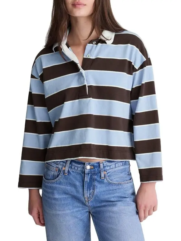 Madewell Striped Rugby Polo Shirt - Tranquil Blue