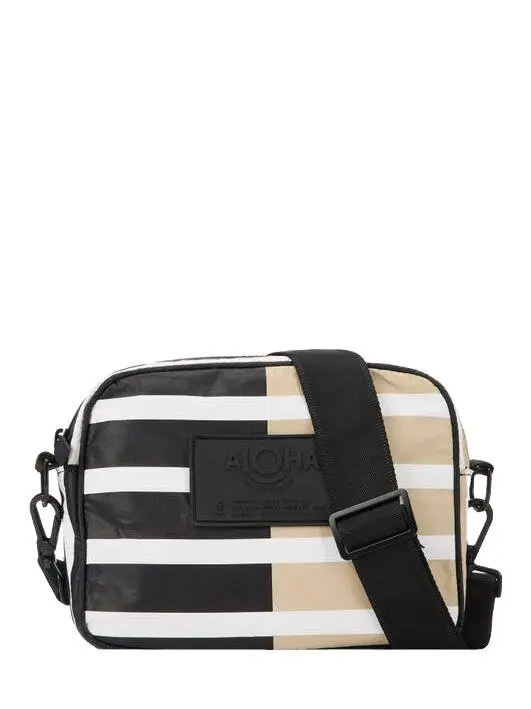 ALOHA COLLECTION Sporty Stripe Le Tour Crossbody Bag - Black/latte