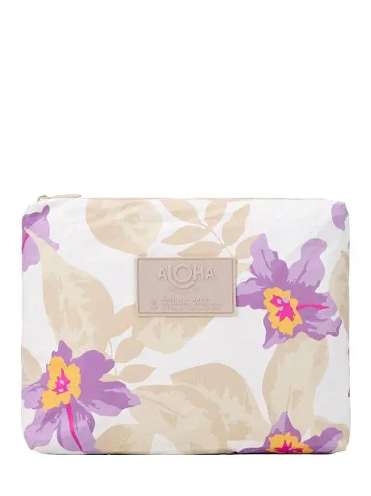 ALOHA COLLECTION Mid Makana Zip Pouch - Beige Lavander