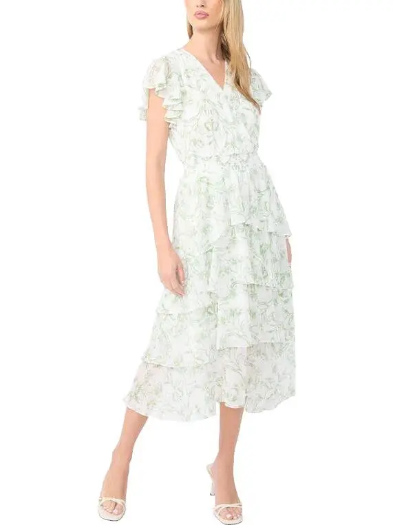 Halogen Printed Ruffle Maxi Dress - Aspen Green