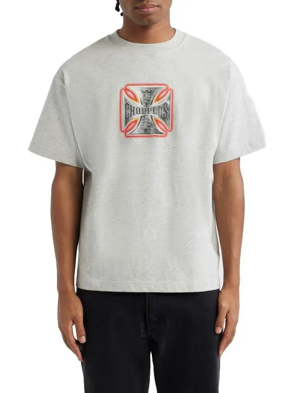 ID SUPPLY CO West Coast Choppers Orange Glow Graphic T-shirt - Heather Grey