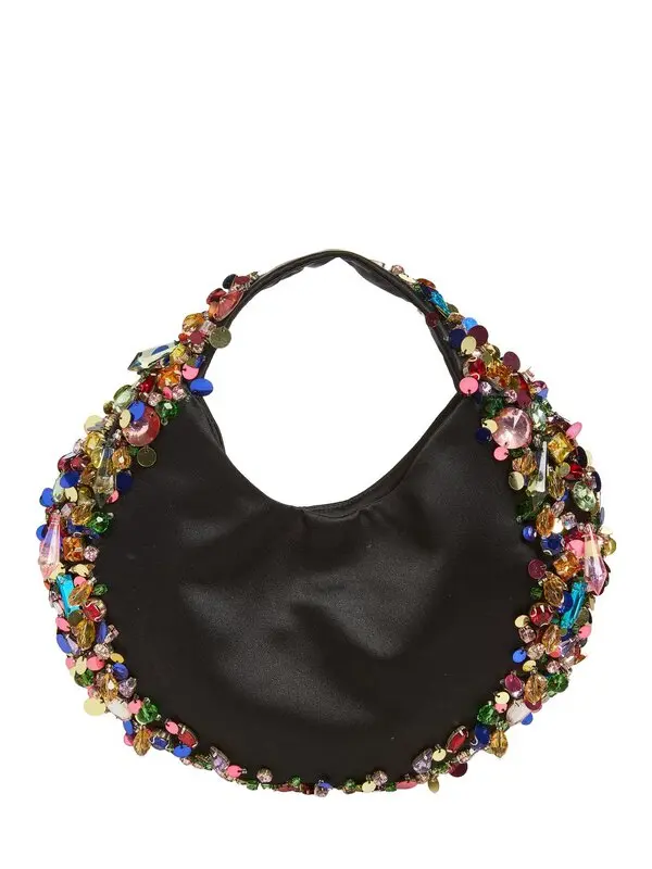 L’ALINGI Confetti Satin Hobo Bag - Black N Rainbow