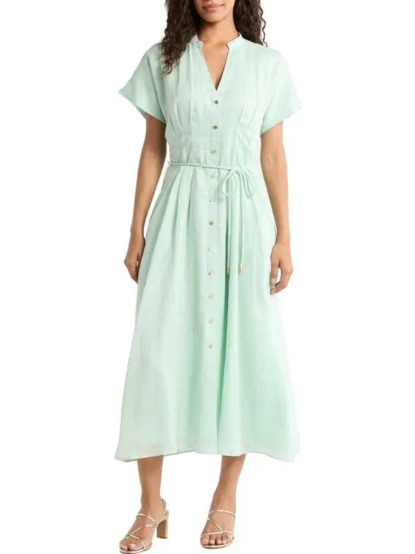 EVER NEW Jemma Linen Shirt Dress - Mint