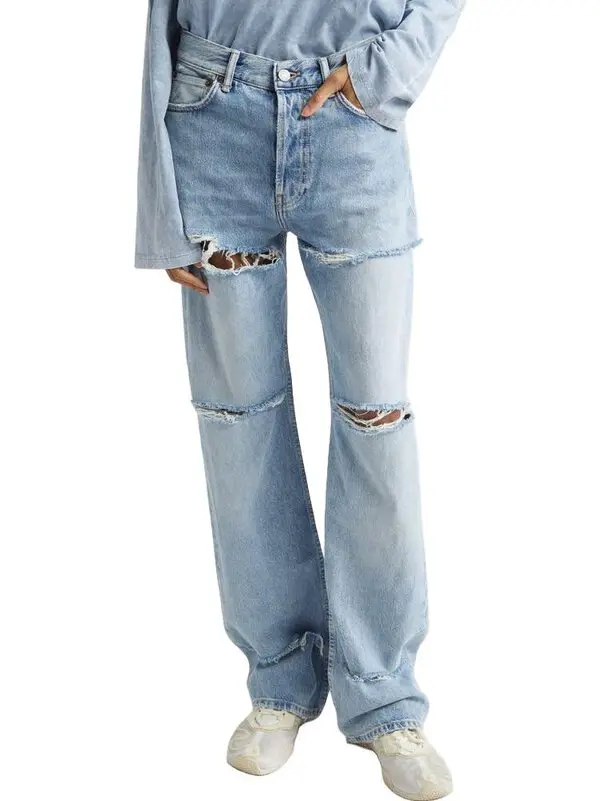 Acne Studios 2010 Ripped Straight-leg Jeans - Light Blue