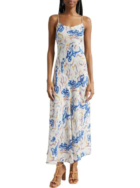Ulla Johnson Thais Ikat Wave Print Silk Crêpe De Chine Slipdress - Prism