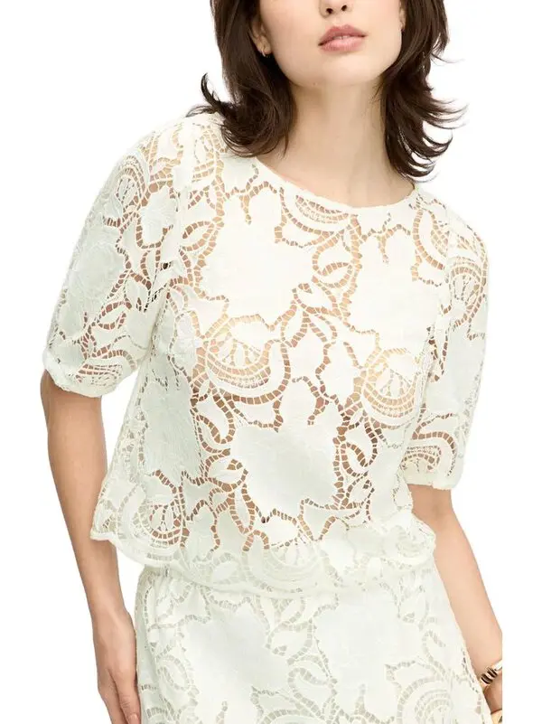 Sam Edelman Lace Short-sleeve Top - Bright White