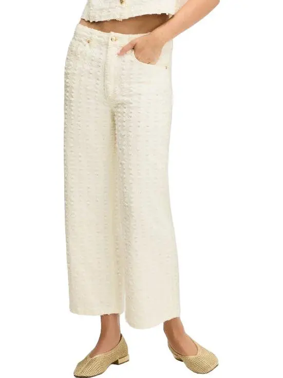 Sam Edelman High-waist Frayed Cotton Pants - Ecru