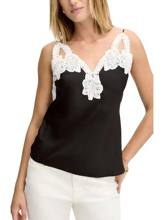 Sam Edelman Lace Trim Camisole - True Black