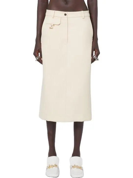 Sportmax Adepto Cotton Blend Twill Pencil Skirt - Vanilla