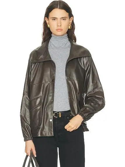 Nour Hammour Anorak Leather Jacket - Petrol